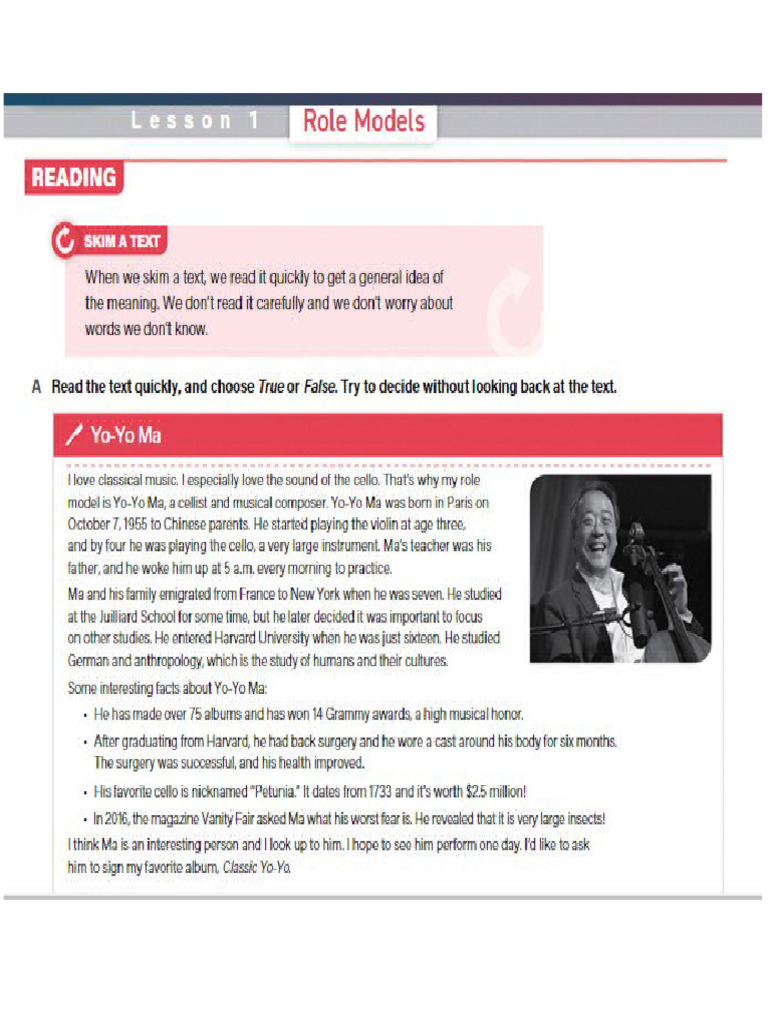 Previous Reading Role Models | PDF