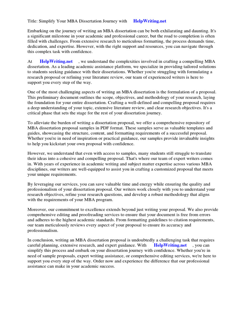 Mba Dissertation Proposal Sample PDF | PDF | Social Networking Service | Thesis