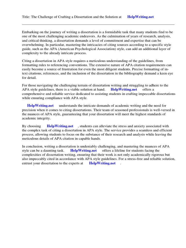 How To Cite A Dissertation Using Apa Style | PDF | Apa Style | Citation