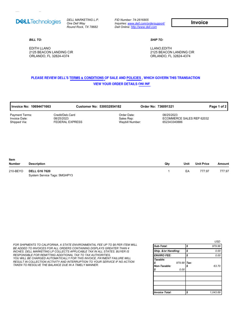 Invoice | PDF | Invoice | Dell