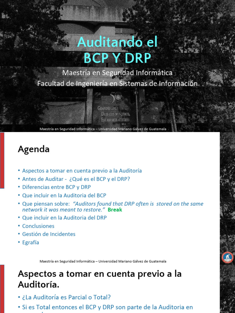 Clase 8 BCP y DRP v1 | PDF | La seguridad informática | Seguridad