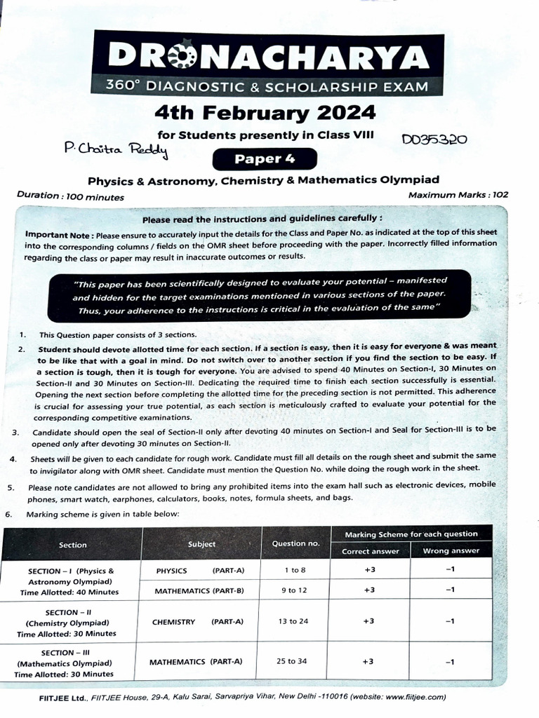 Class VIII 360° Diagnostic Exam 2024 | PDF | Combustion | Oxide