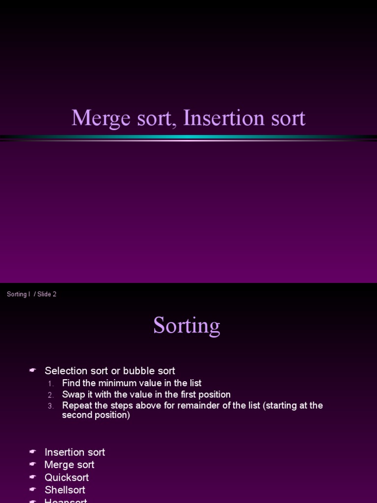 Insertion Merge Sort | PDF | Discrete Mathematics | Algorithms Insertion Merge Sort | PDF | Discrete Mathematics | Algorithms