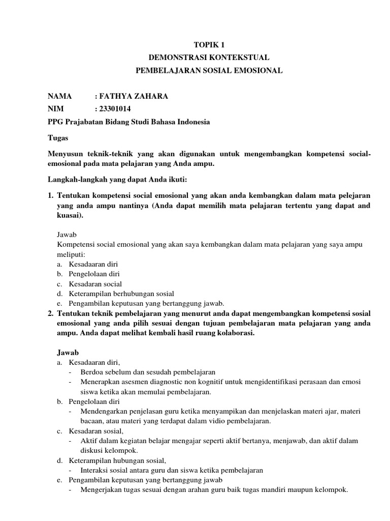 Topik 1 Demonstrasi Kontekstual - Pse - Fathya Zahara 23301014 | PDF