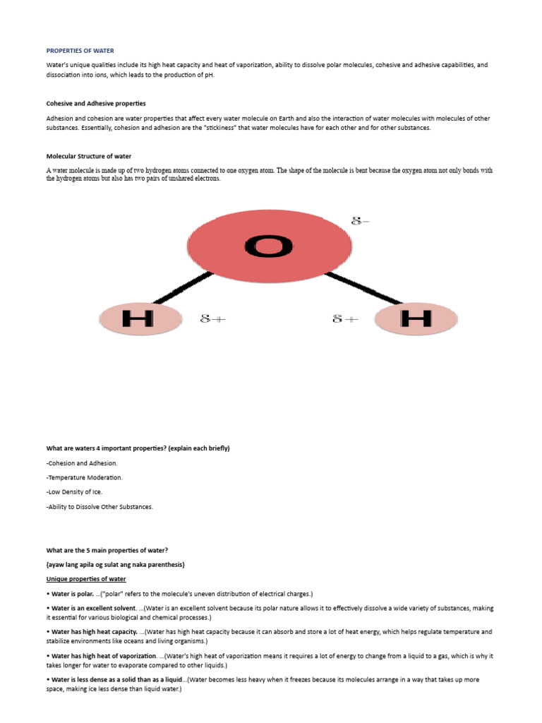PROPERTIES-OF-WATER | PDF | Water | Properties Of Water