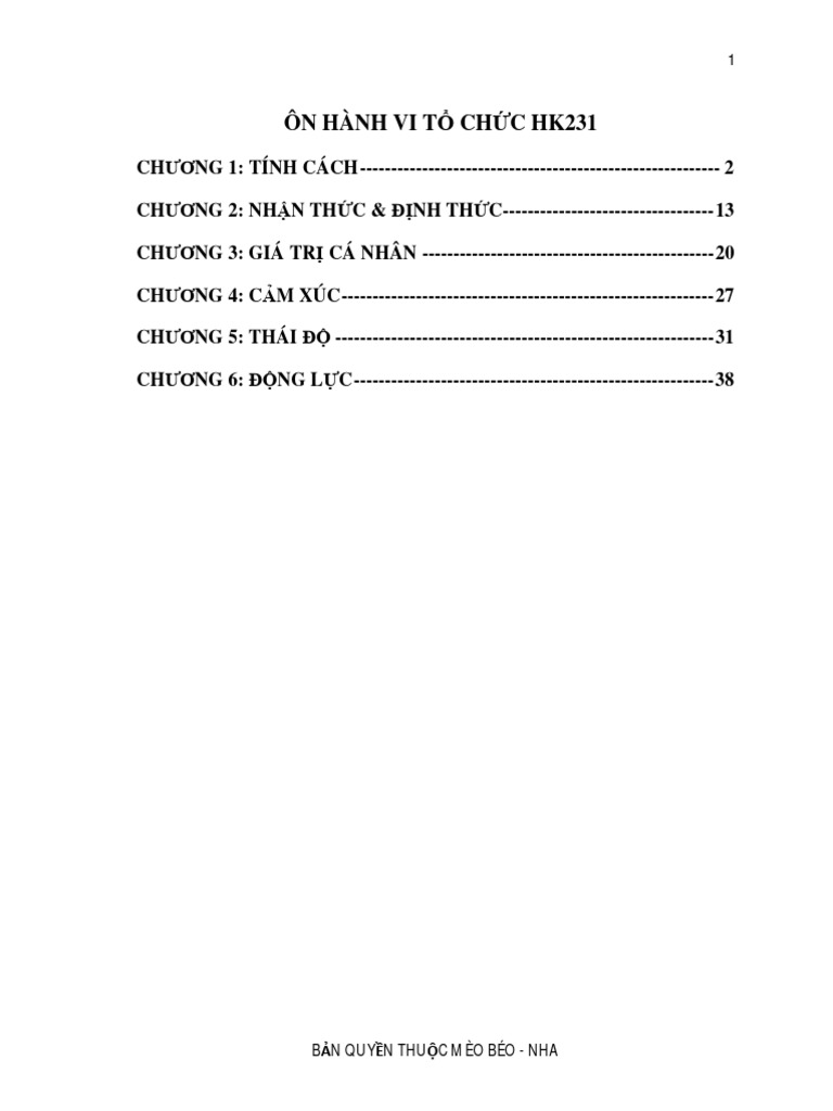 Ôn GK Hành Vi T CH C HK231 | PDF