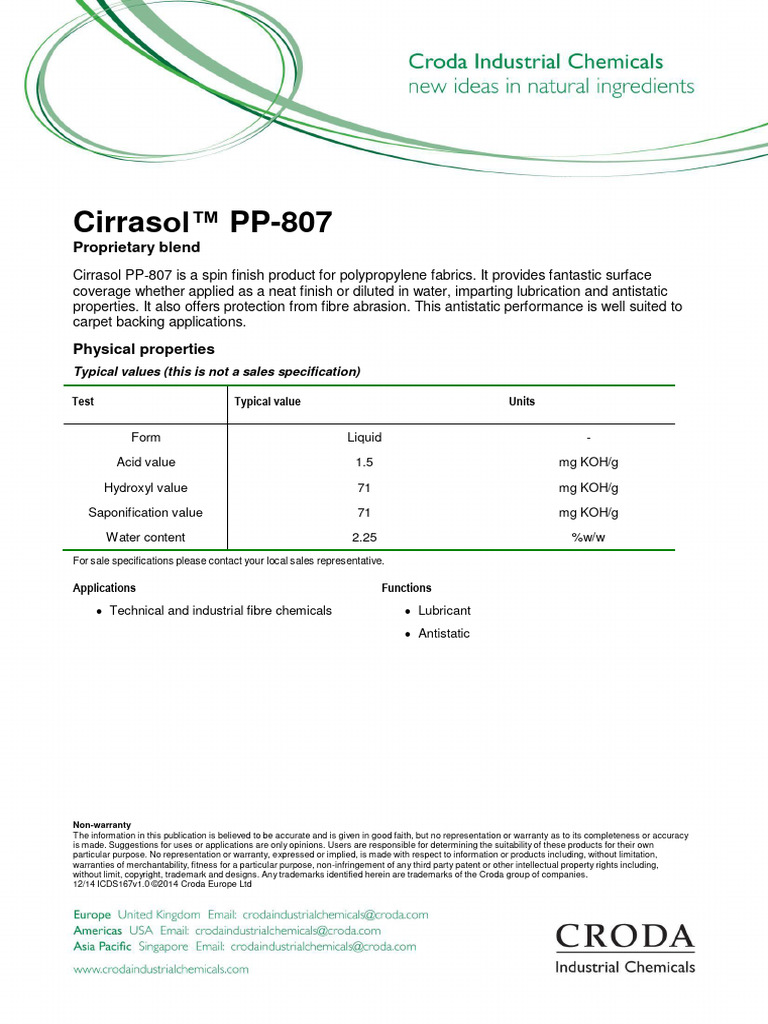 Cirrasol PP-807 | PDF | Technology & Engineering