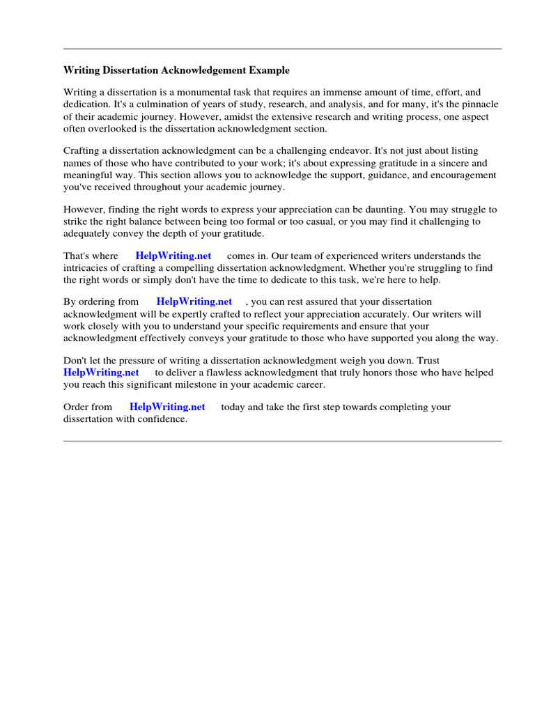 Writing Dissertation Acknowledgement Example | PDF | Thesis | Knowledge