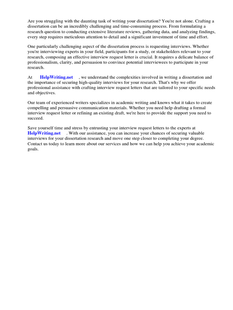 Dissertation Interview Request Letter | Download Free PDF | Thesis | Essays