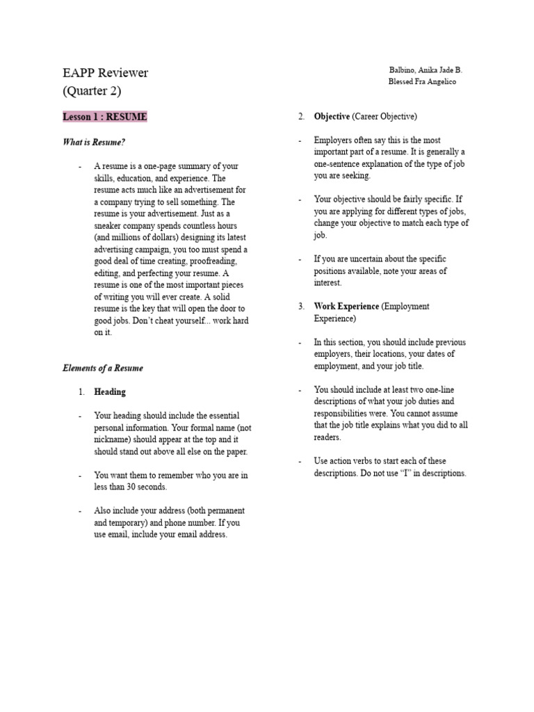 Q2 Eapp Reviewer | PDF | Essays | Résumé