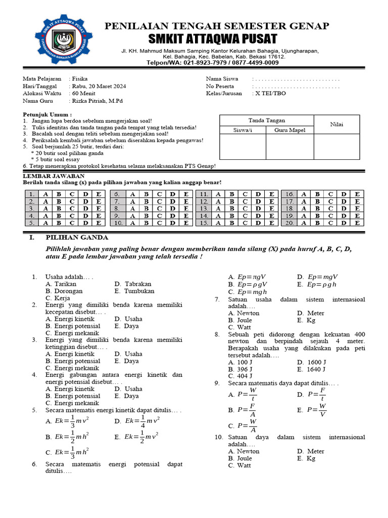 Soal Fisika PTS Genap | PDF