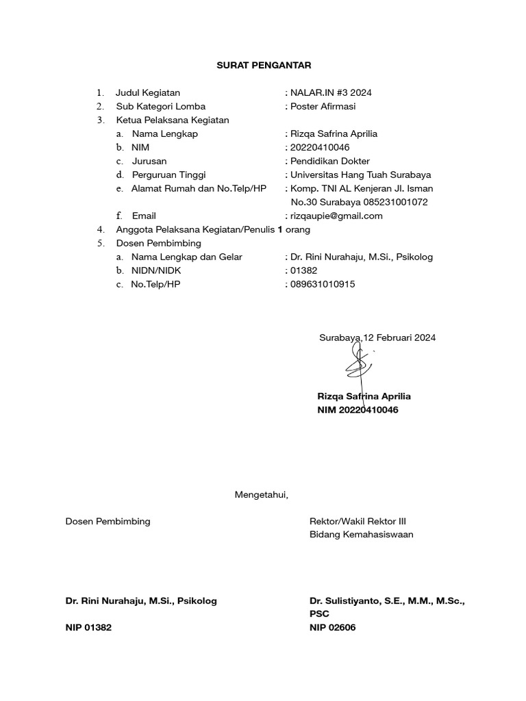 Surat Pengantar Perguruan Tinggi | PDF Surat Pengantar Perguruan Tinggi | PDF