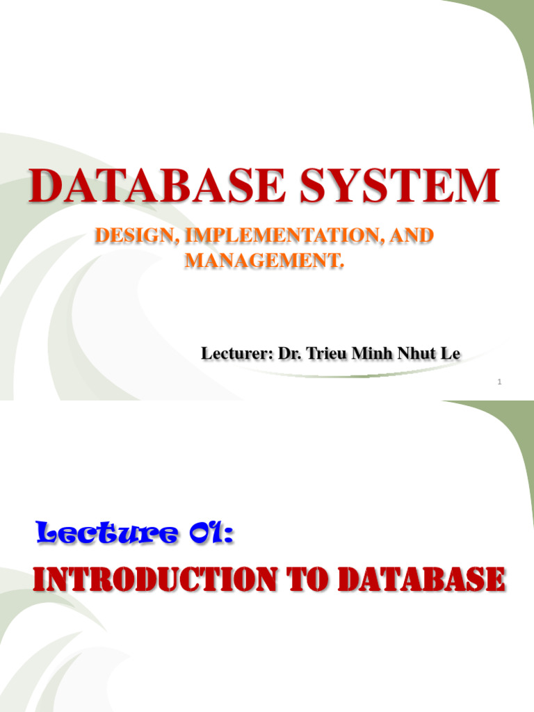 Lecture 01 Introduction To Database PART I BACKGROUND | Download Free PDF | Databases ...
