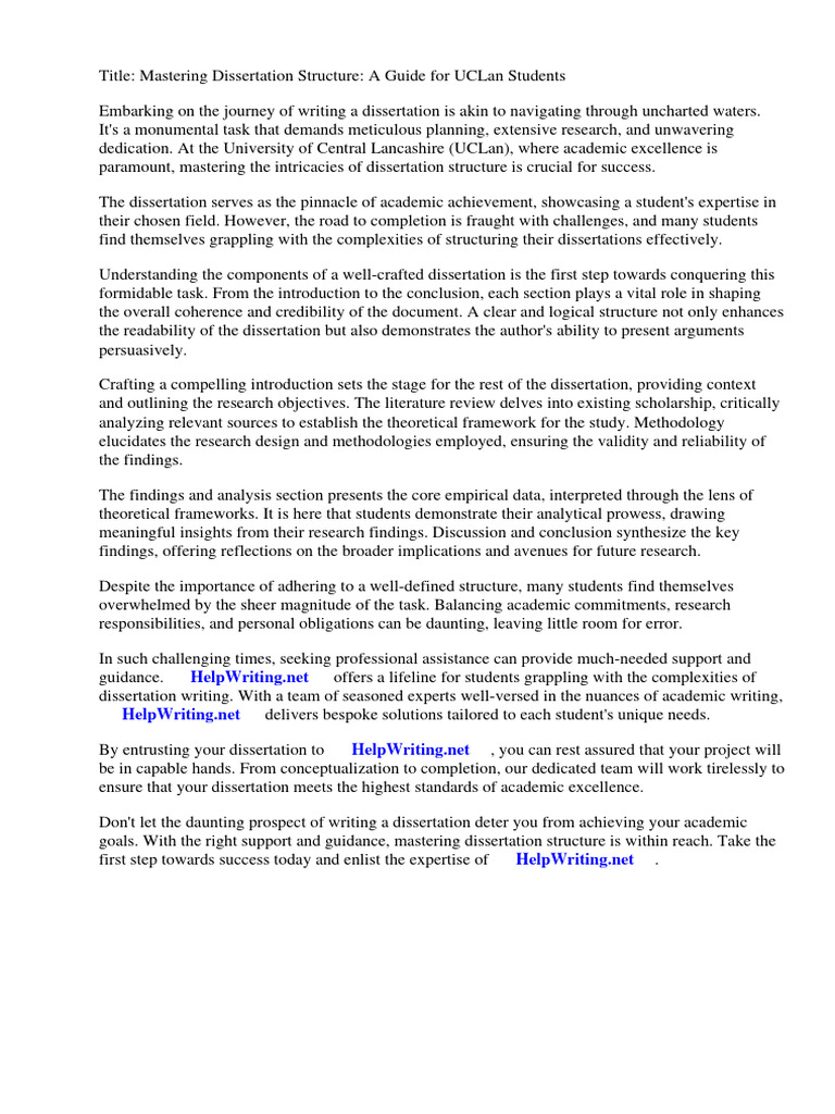 Dissertation Structure Uclan | PDF | Thesis | Methodology Dissertation Structure Uclan | PDF | Thesis | Methodology