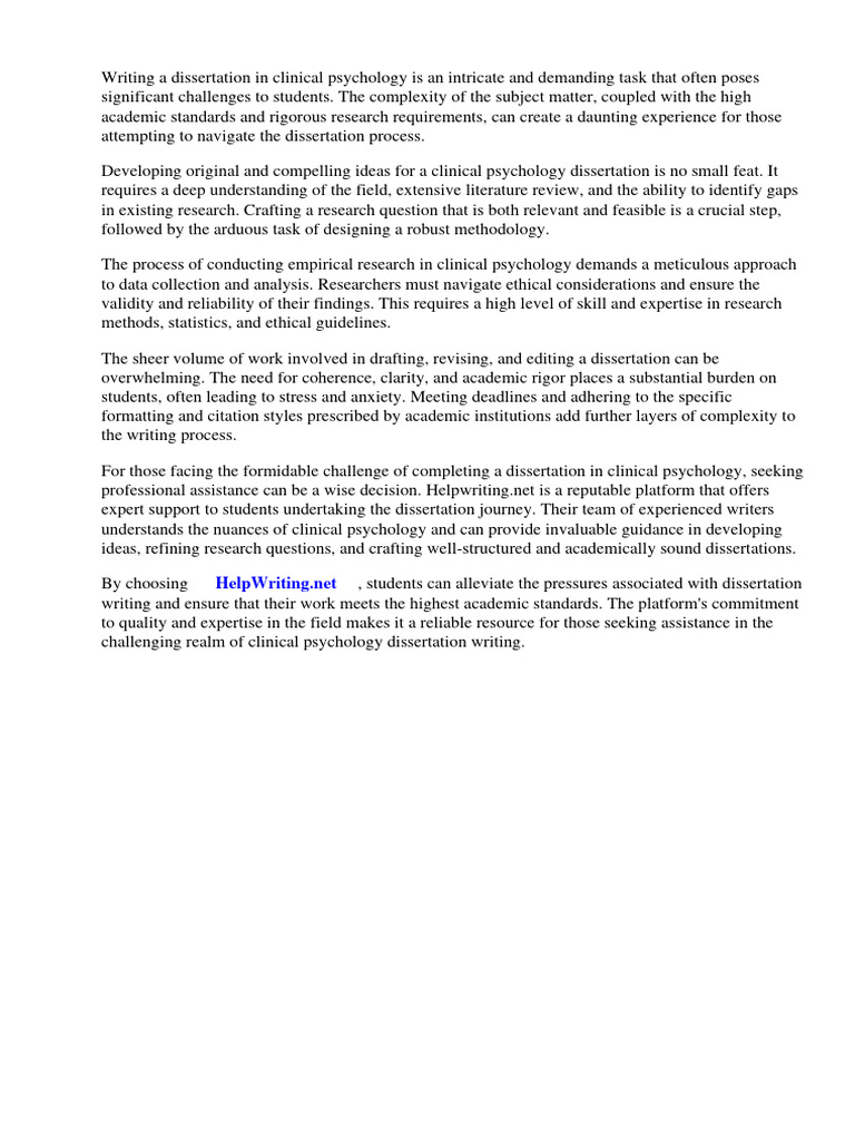Dissertation Ideas Clinical Psychology | PDF | Psychology | Thesis