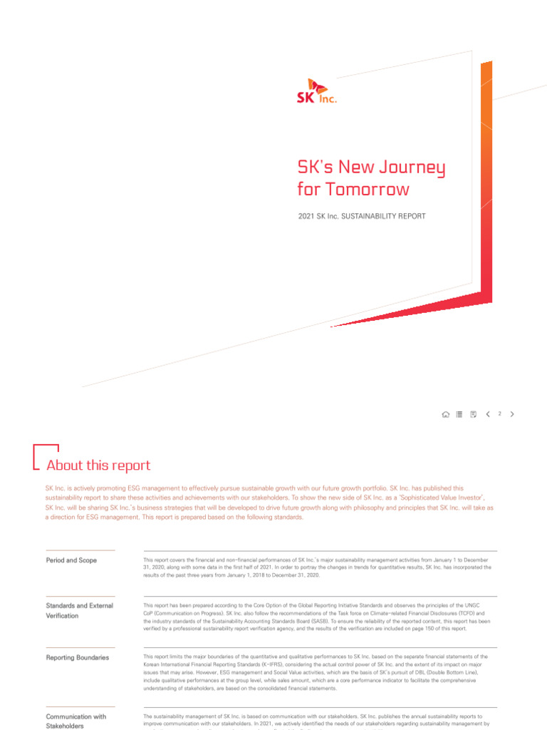 SK's New Journey For Tomorrow: 2021 SK Inc. Sustainability Report ...