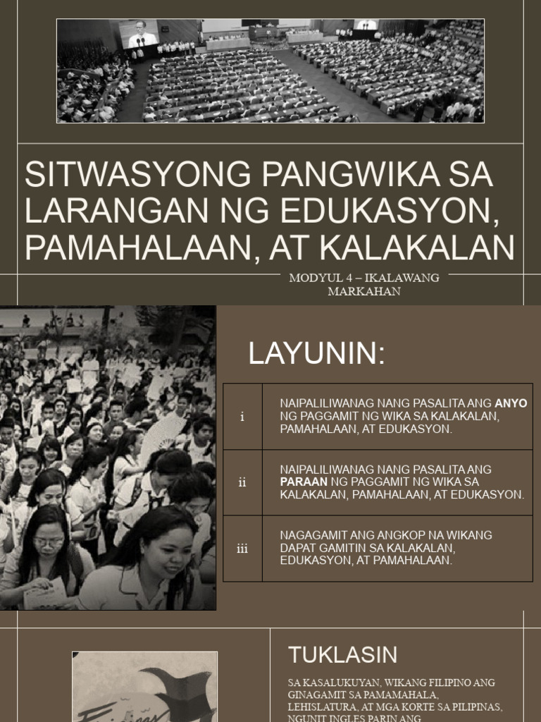 Sitwasyong Pangwika Sa Larangan NG Edukasyon, Pamahalaan, at Kalakalan ...