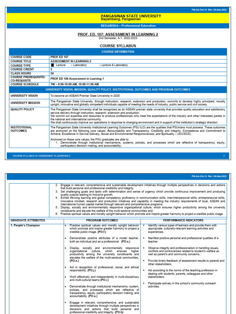 Prof - Ed - 107 | PDF | Educational Assessment | Learning