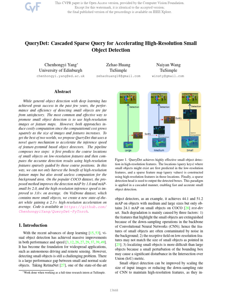 Yang Querydet Cascaded Sparse Query For Accelerating High Resolution