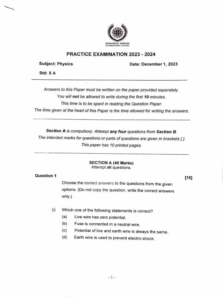 Physics Exam Prep for Grade 10 | PDF | Electricity | Heat