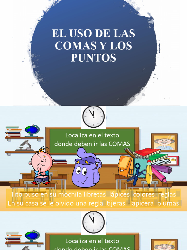 El Uso de Las Comas y Los Puntos | PDF | Grafito | Implementos de escritura