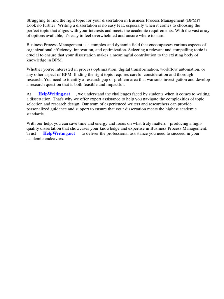 Dissertation Topics in Business Process Management | Download Free PDF | Business Process ...