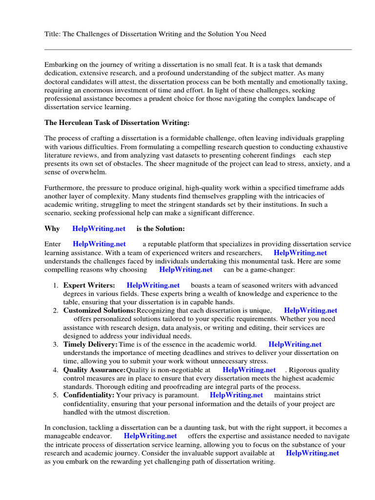 Dissertation Service Learning | PDF | Thesis | Science