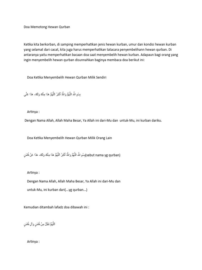 Doa Penyembelihan Hewan Qurban | PDF