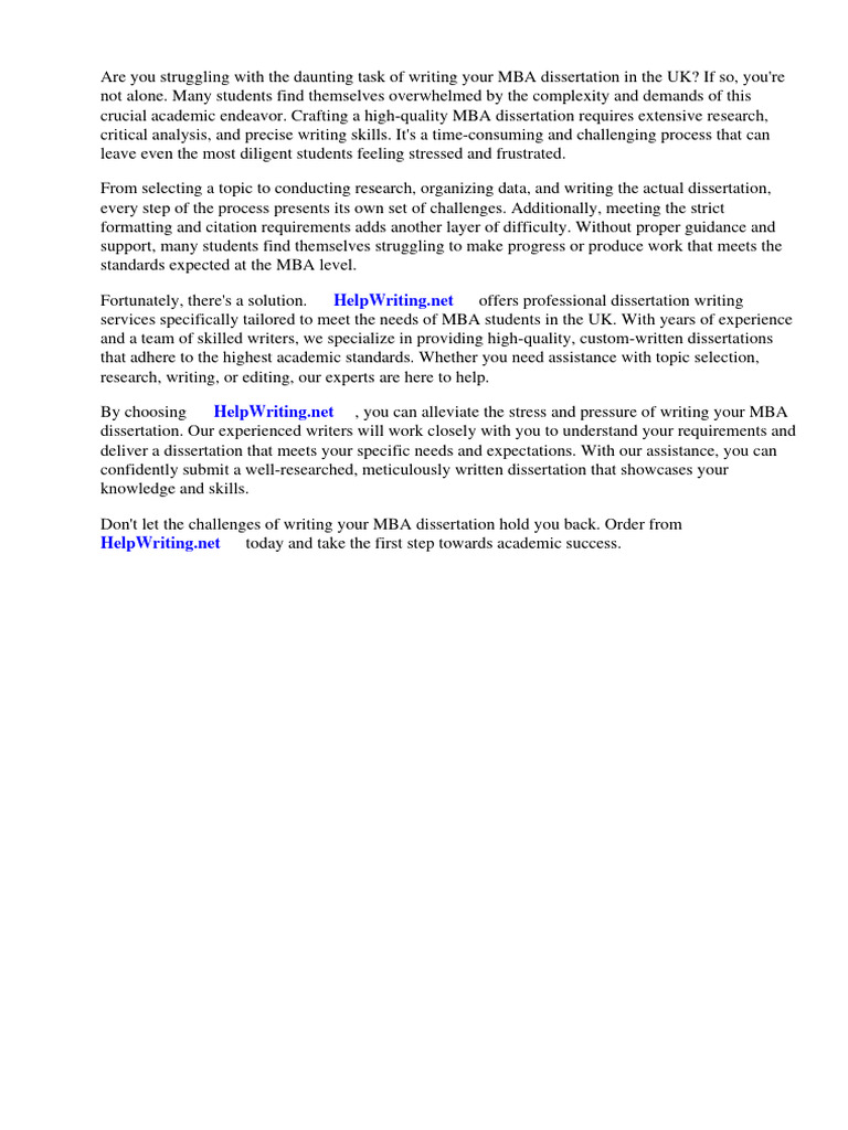 Mba Dissertation Sample Uk | PDF | Marketing | Brand