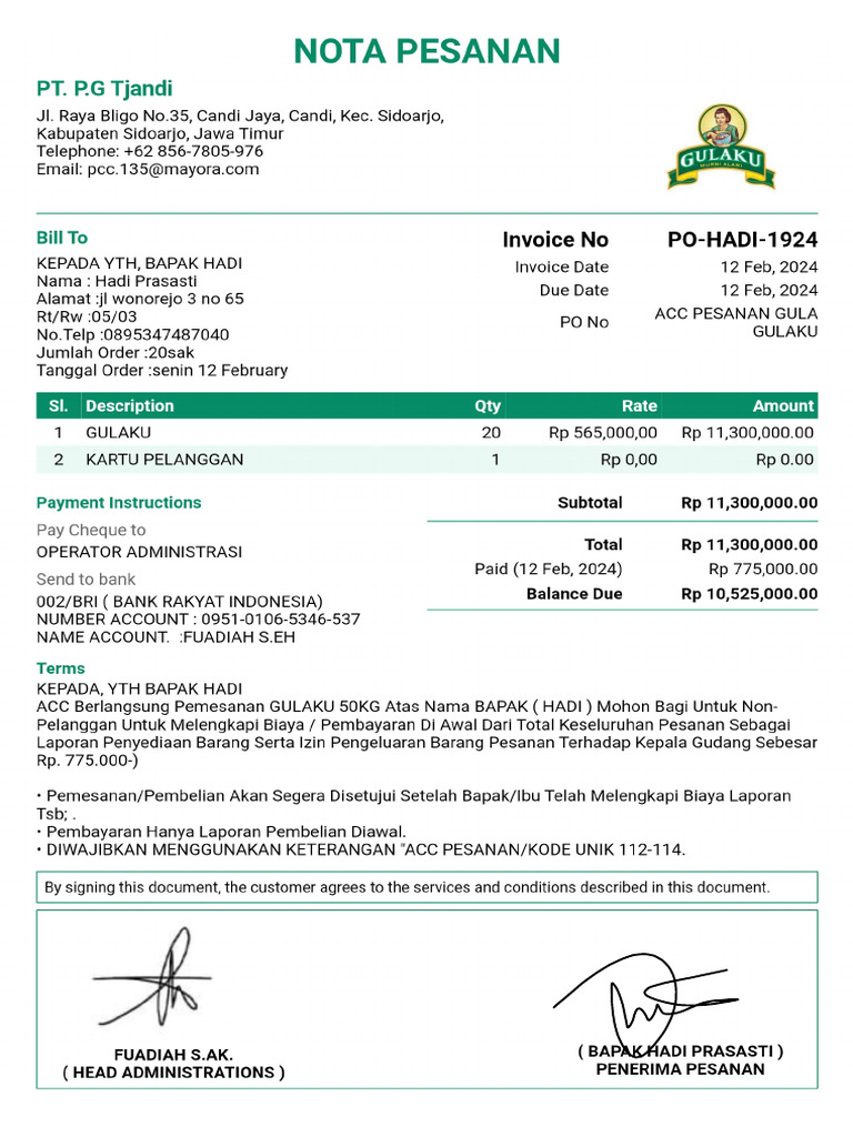 Nota Pesanan | PDF