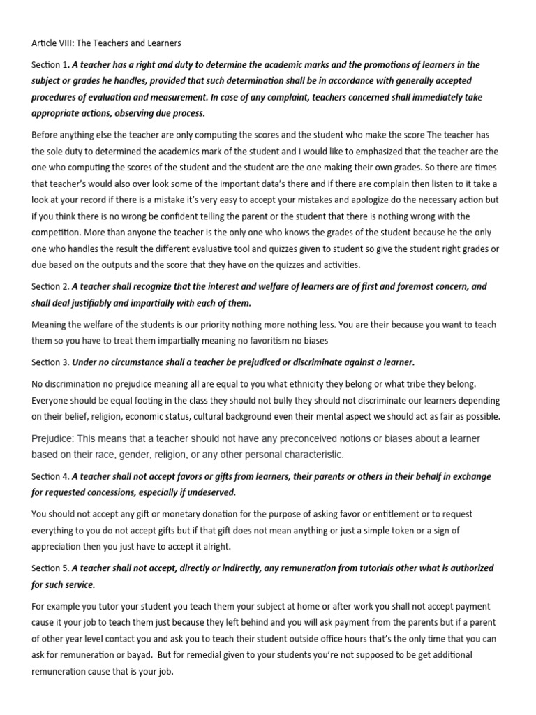 Article VIII The Teachers and The Learners | PDF | Prejudices | Discrimination
