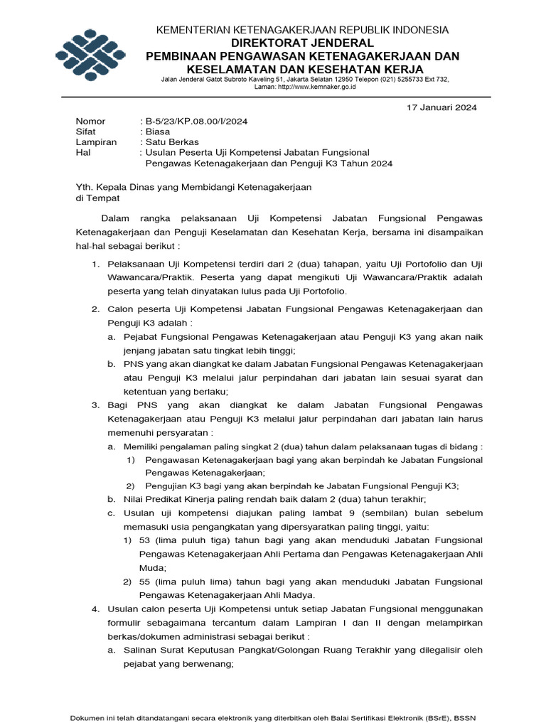 Surat Pemberitahuan Ujikom 2024 (1) - Sign - 6810 | PDF