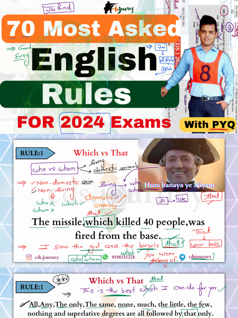 70 English Rules | PDF | Adjective | Verb