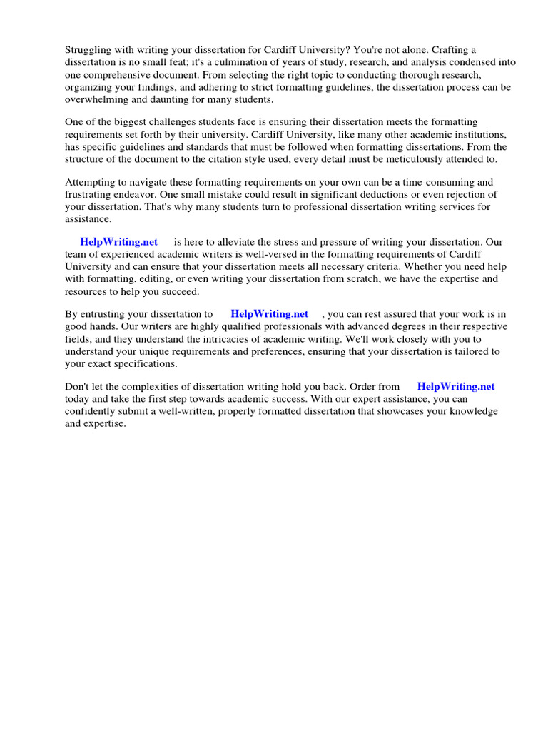 Dissertation Format Cardiff University | PDF