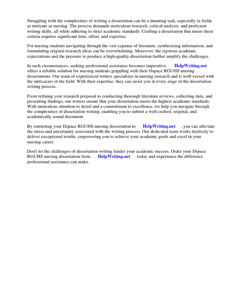 Dspace Rguhs Nursing Dissertations | PDF | Thesis