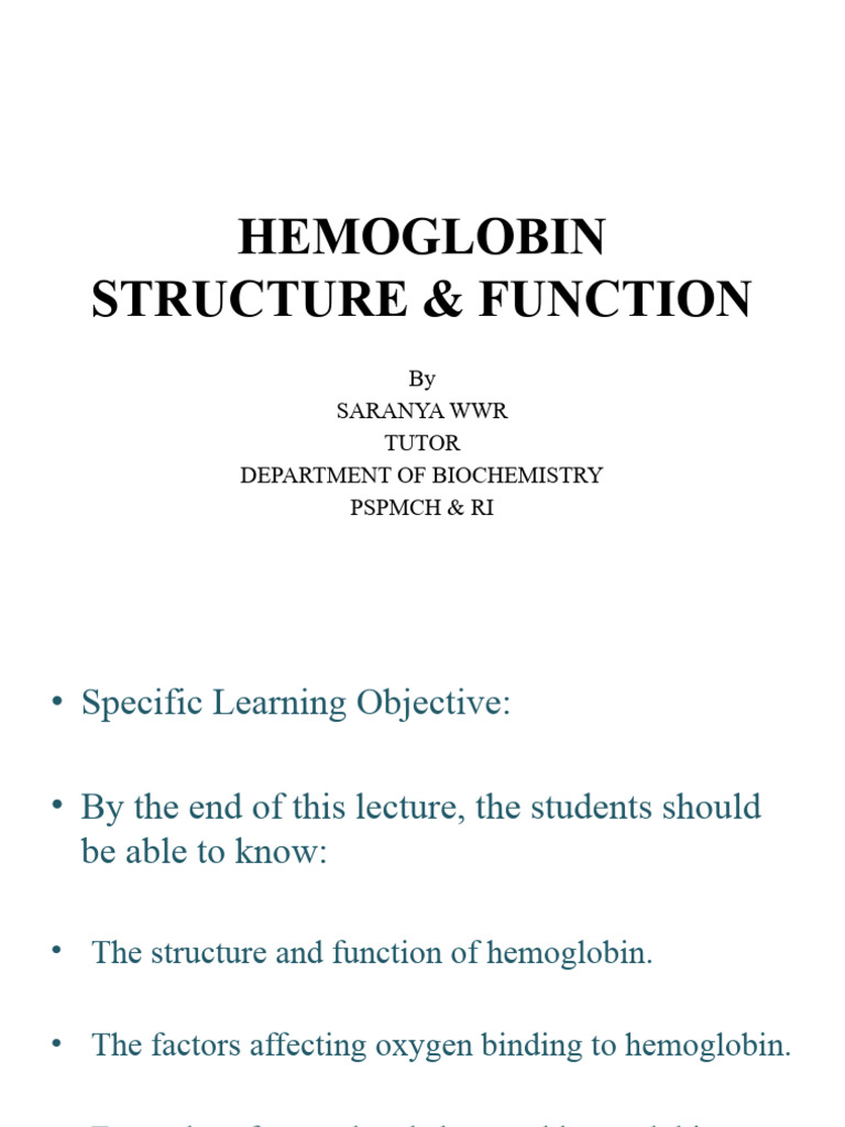 Hemoglobin Structure Function Pdf Hemoglobin Glycated Hemoglobin