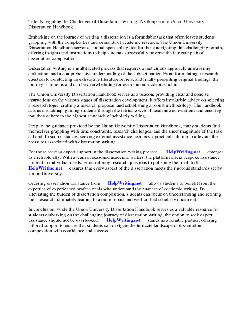 Union University Dissertation Handbook | PDF | Thesis | Websites