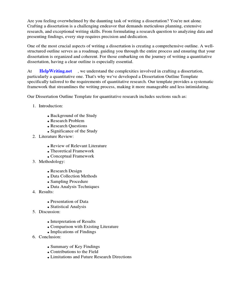 Dissertation Outline Template Quantitative | PDF | Quantitative ...