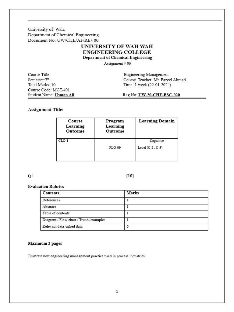Assignment # 06 (EM) | PDF | Reliability Engineering | Engineering
