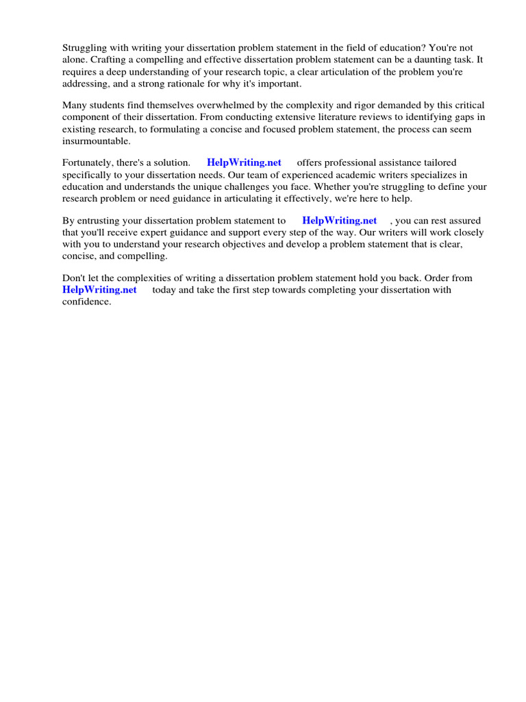 Dissertation Problem Statement Education | PDF | Thesis | Essays