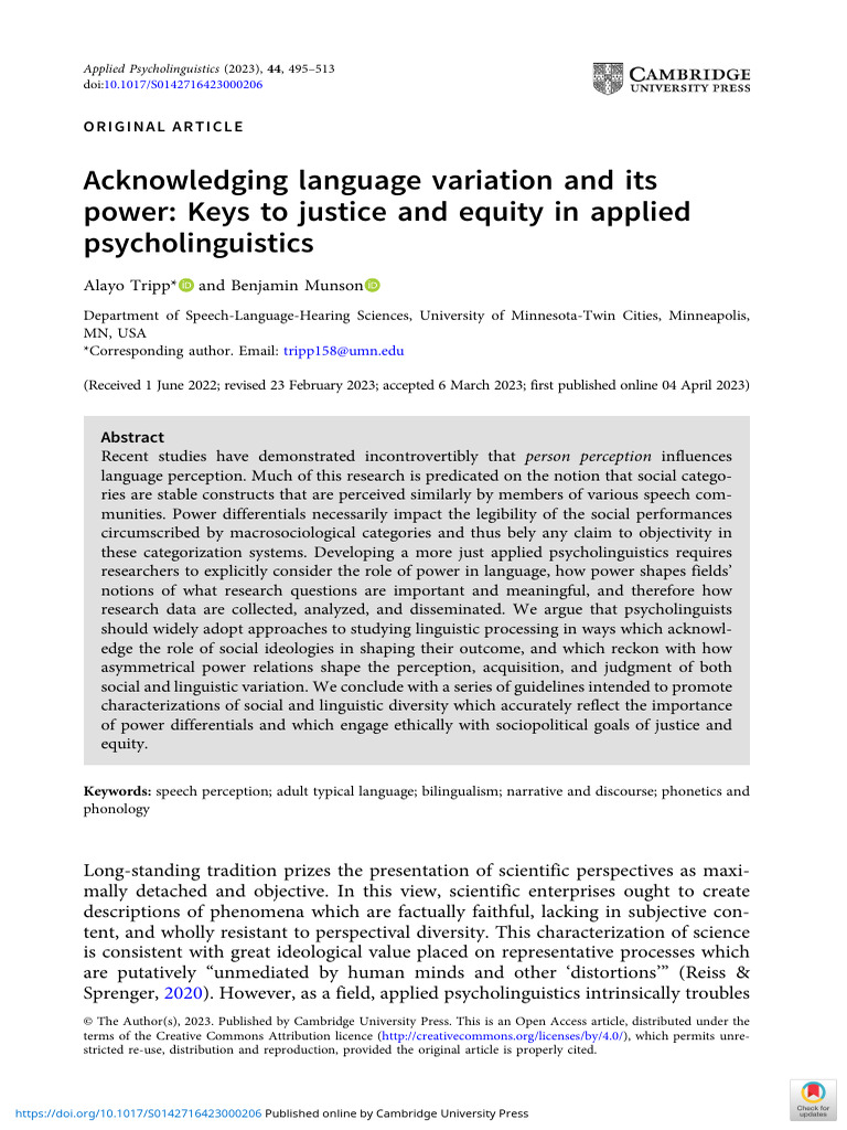 Acknowledging Language Variation and Its Power Keys To Justice and Equity in Applied ...