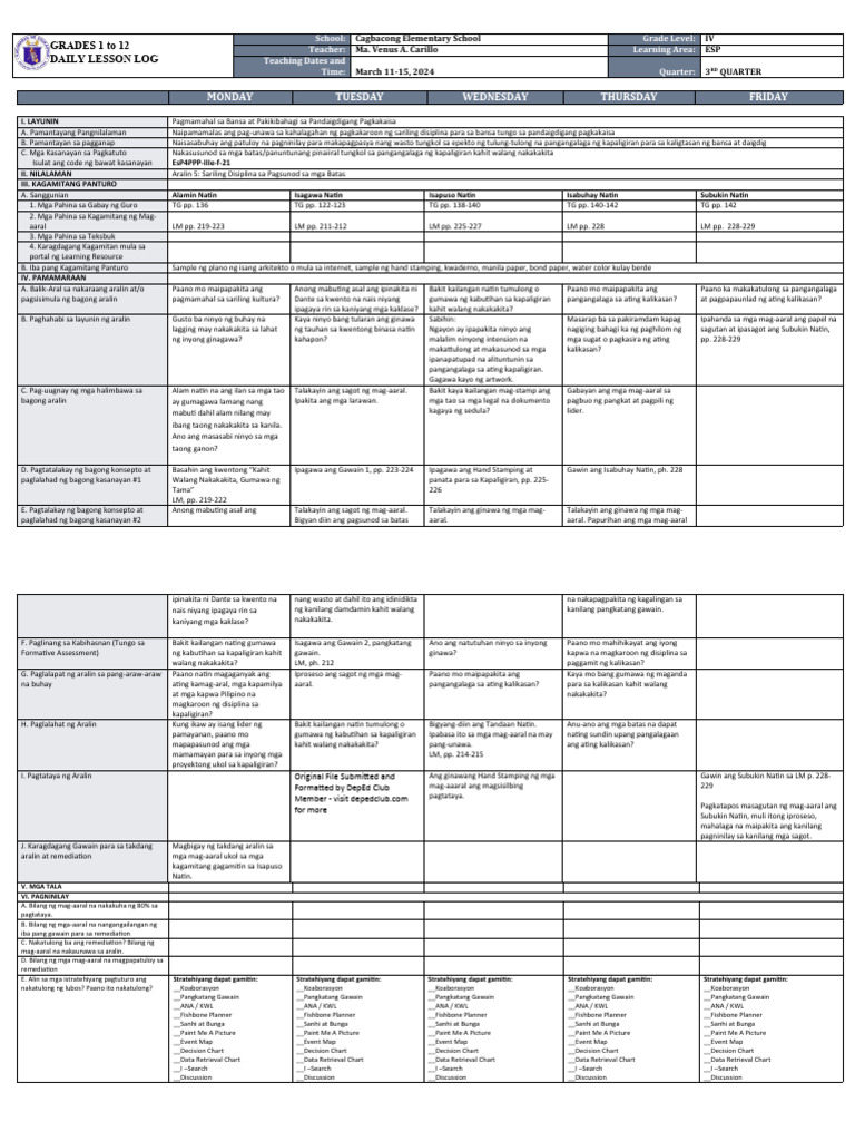 DLL - Esp 4 - Q3 - W6 | PDF
