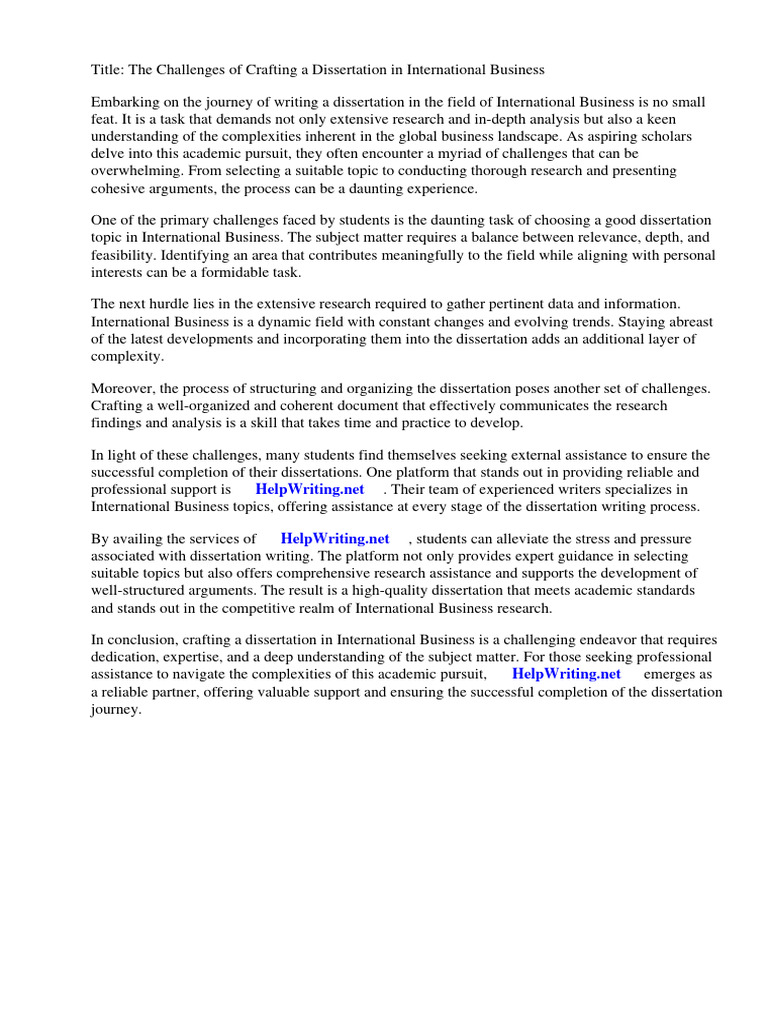 Good Dissertation Topics International Business | PDF | Thesis | Brand