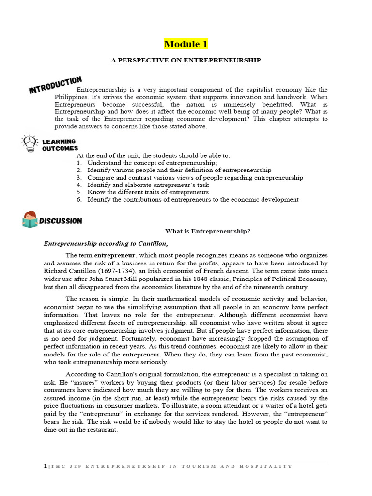 Module 1 1 | Download Free PDF | Entrepreneurship | Economics Module 1 1 | Download Free PDF | Entrepreneurship | Economics