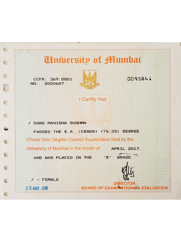 BA Degree Certificate | PDF