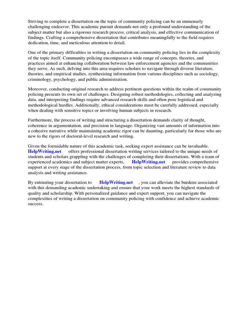 Community Policing Dissertation Guide | PDF | Community Policing | Police