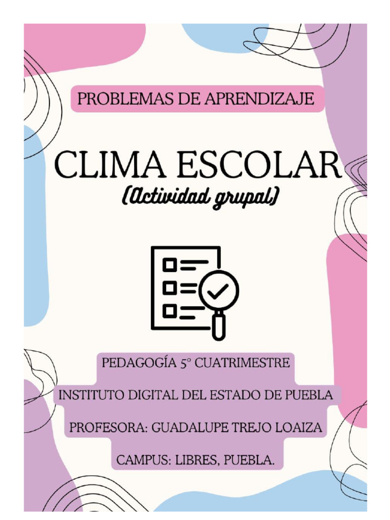 Encuesta CLIMA ESCOLAR GRUPAL. 5° | PDF | Salón de clases | Metodología ...