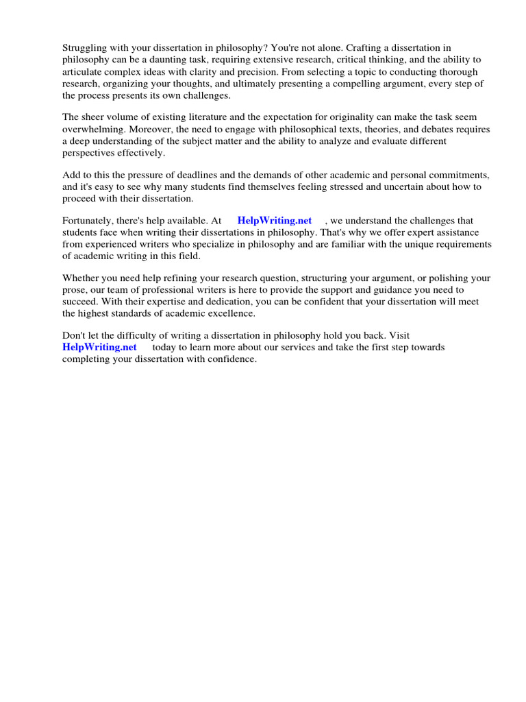 Dissertation Help for Philosophy Students | PDF | Thought | Thesis