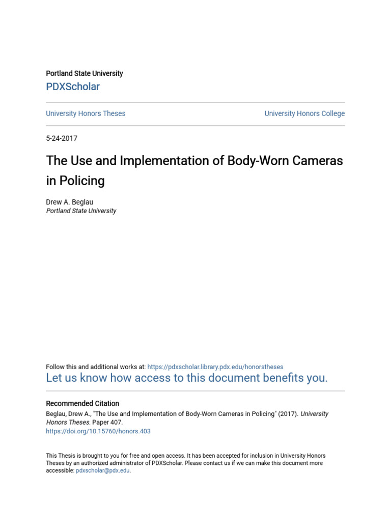 The Use And Implementation Of Body Worn Cameras In Policing Pdf