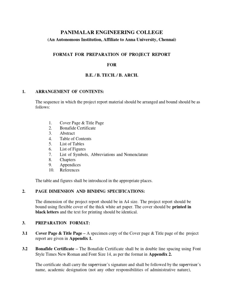 Panimalar UG Project - Report Format | PDF | Writing | Written ...